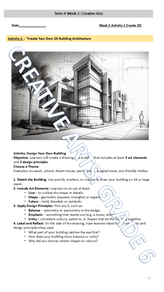 Creative Arts Grade 6 Term 4 – Simple Easy